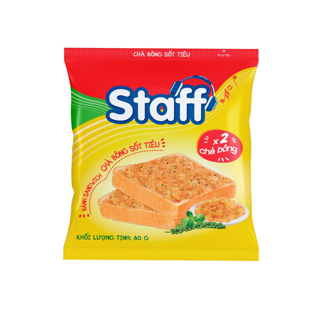 Staff Sandwich Chà Bông Sốt Tiêu 60g – Hữu Nghị Food
